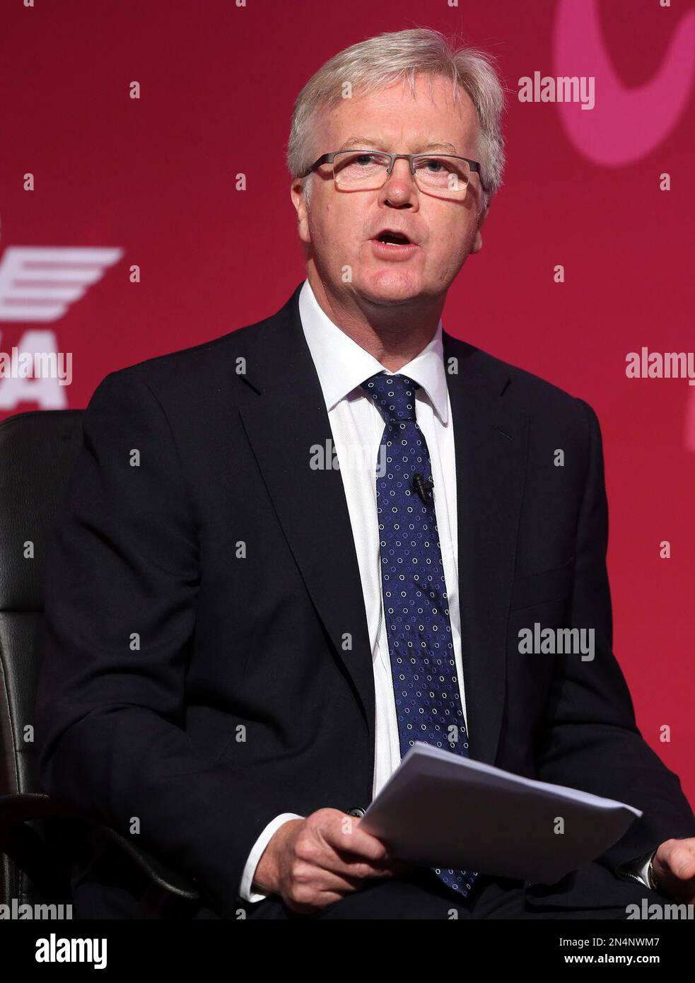 Brian Pearce, moderator and chief economist for the IATA, speaks during ...