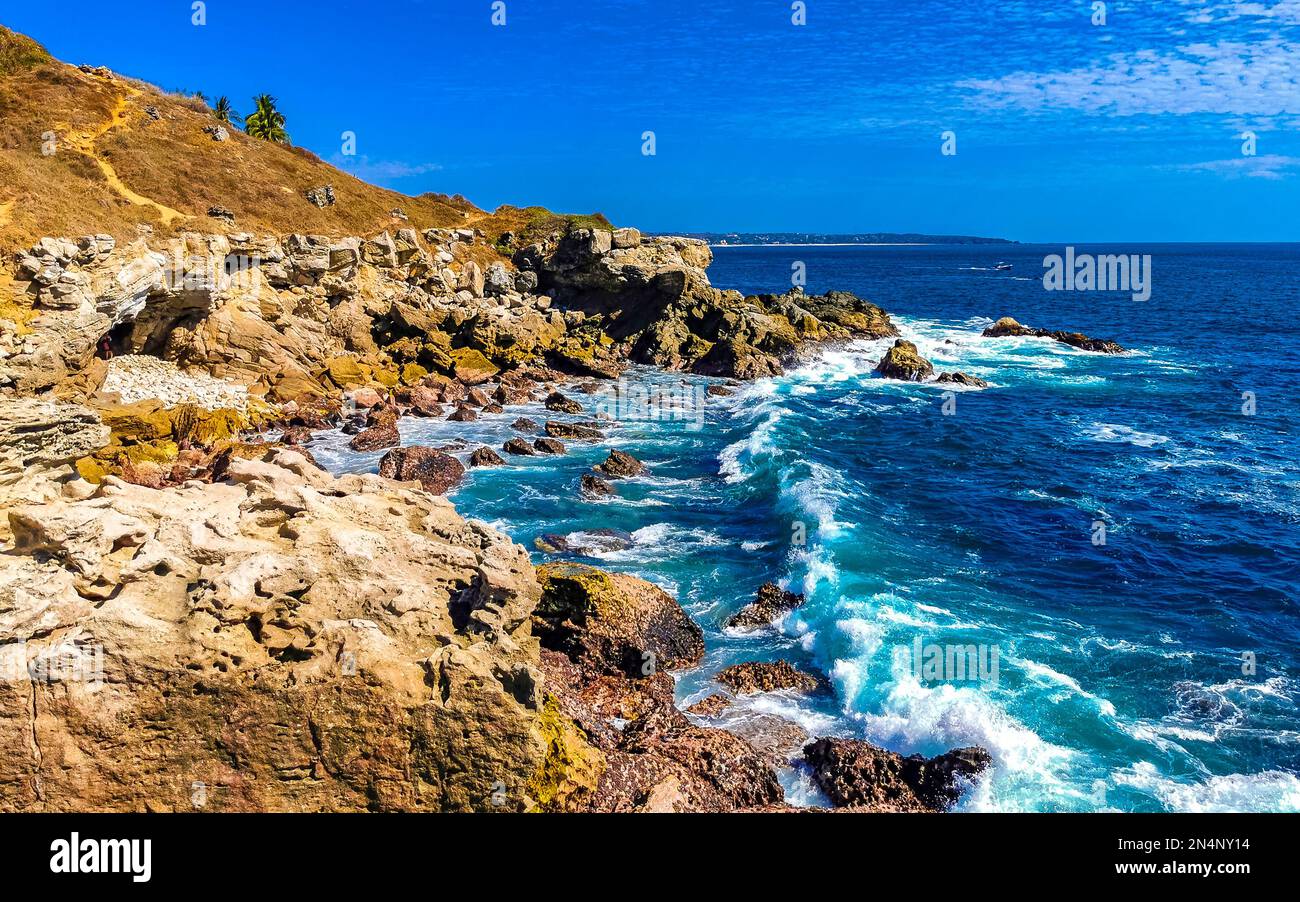 Beautiful rocks cliffs stones and boulders and huge big surfer waves ...