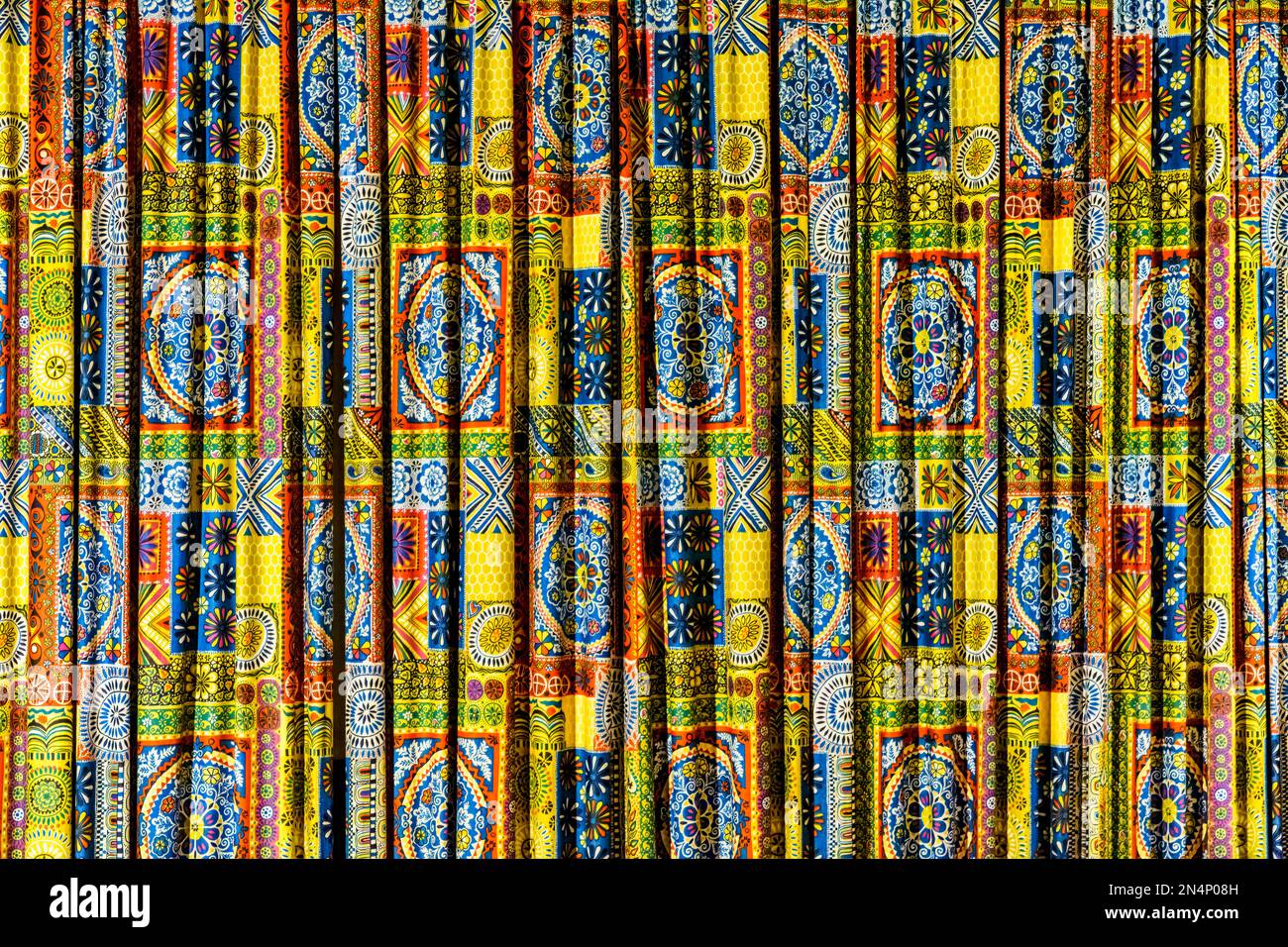 Detail of the fabric wall hangings in the Pool Room at Graceland, the ...