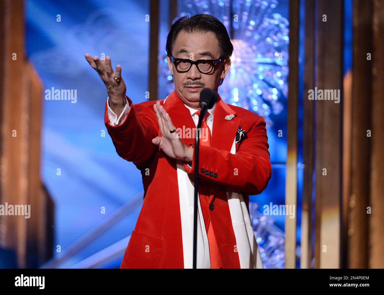 George Cheung speaks on stage at the Huading Film Awards at the Ricardo ...