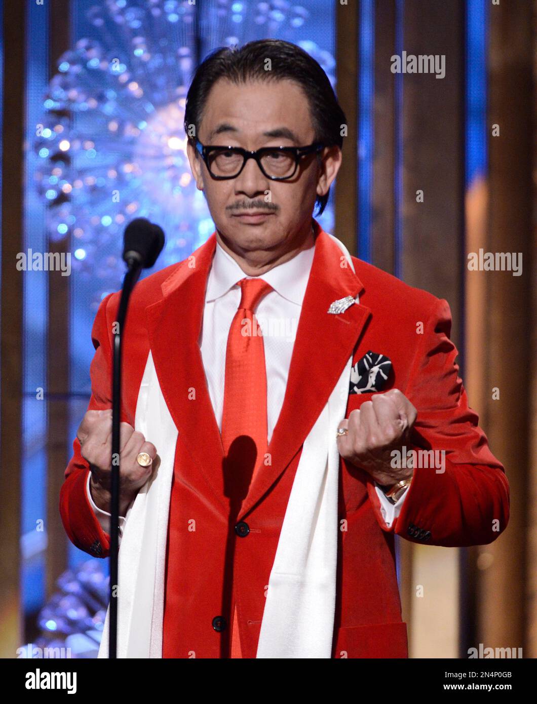 George Cheung speaks on stage at the Huading Film Awards at the Ricardo ...