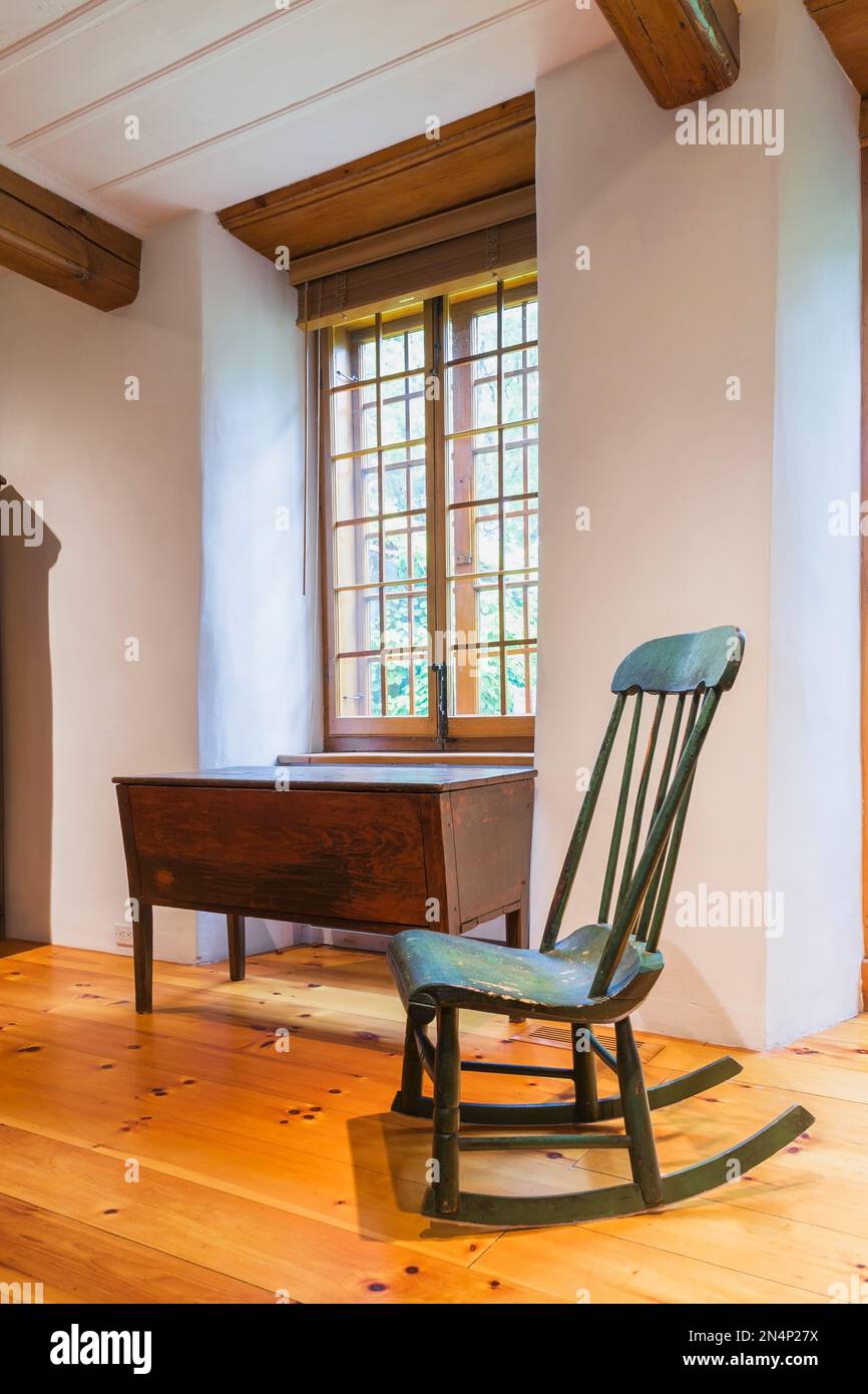 Antique green wooden Boston rocking chair from 1880s in living room ...