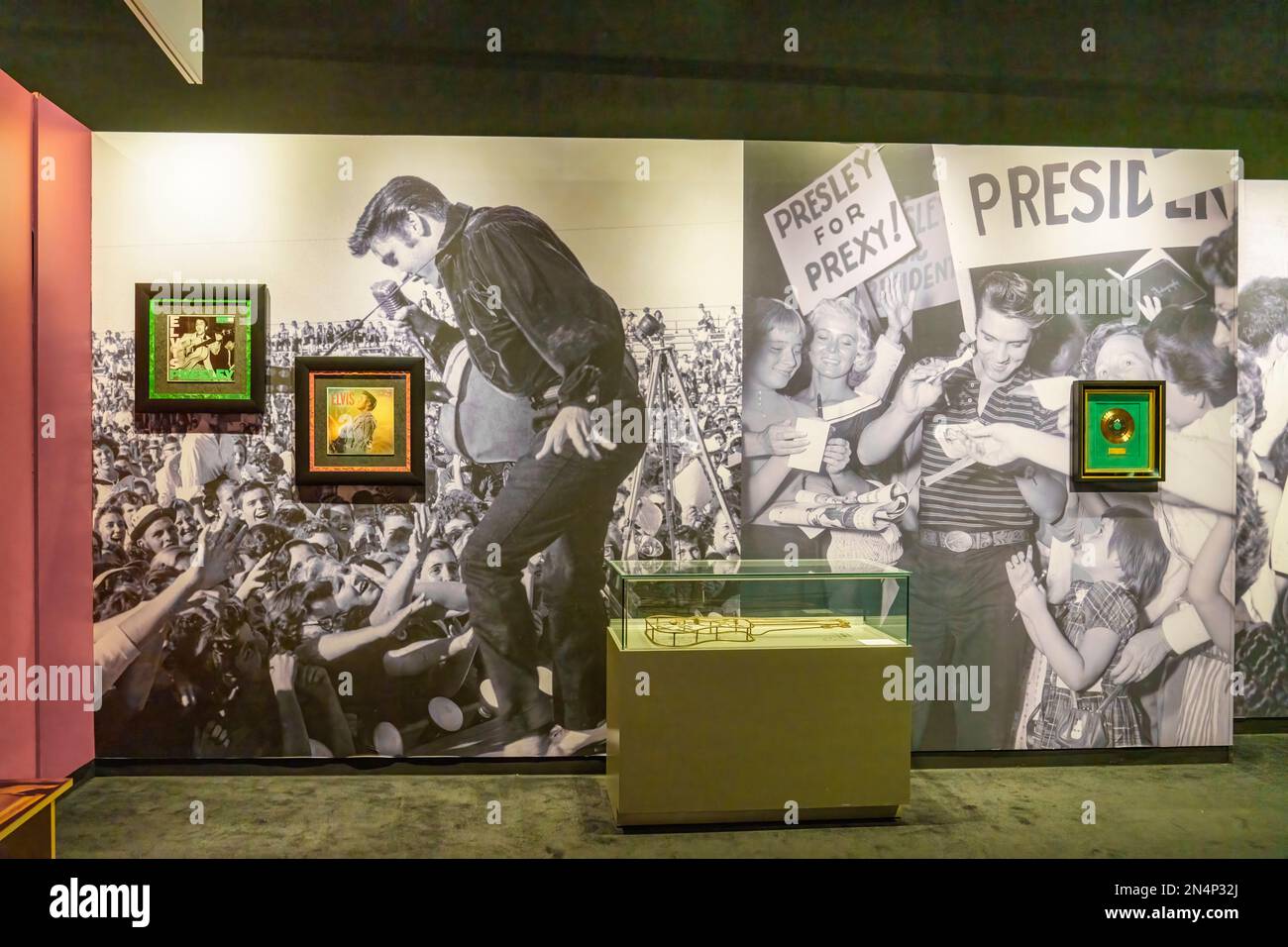 Display of Elvis’ early career at Elvis Presley's Memphis Entertainment ...