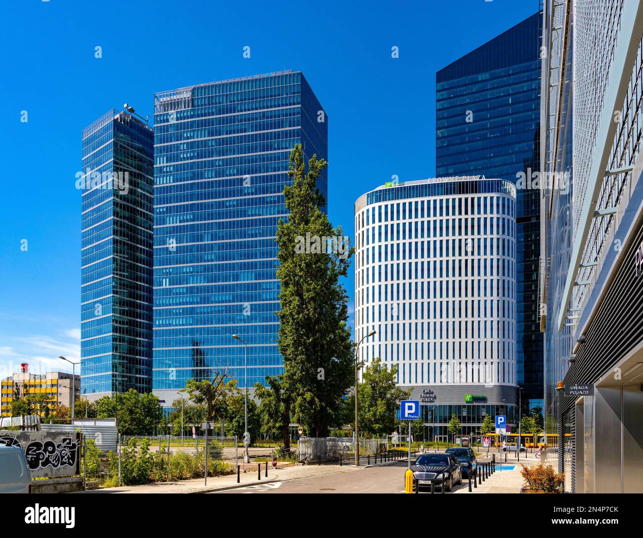 Warsaw, Poland - July 3: Warsaw Hub towers office complex by Ghelamco ...