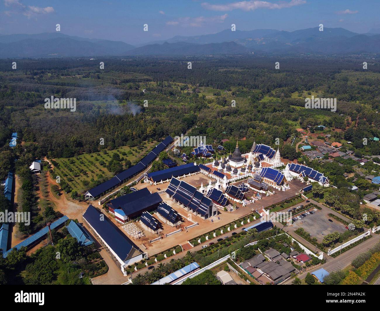 An aerial view of Wat Ban Den, Chiang Mai province, Thailand Stock ...