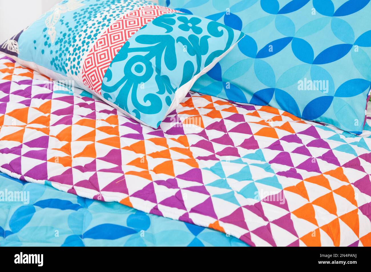 Modern bedding set with geometric shapes Stock Photo - Alamy
