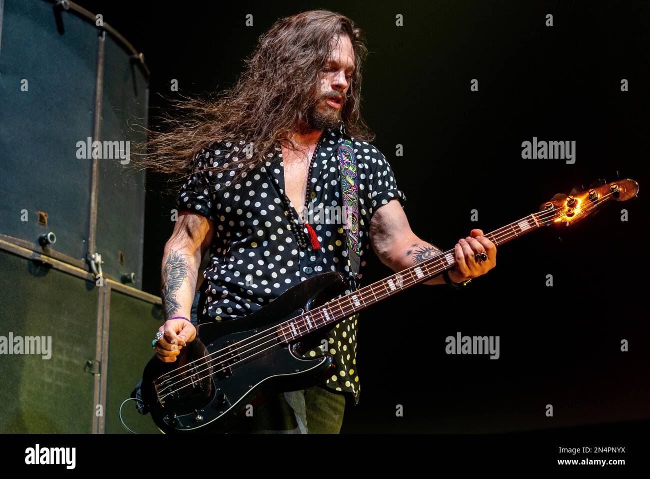 Steve Jewell of the band Black Stone Cherry rocking out on stage in ...