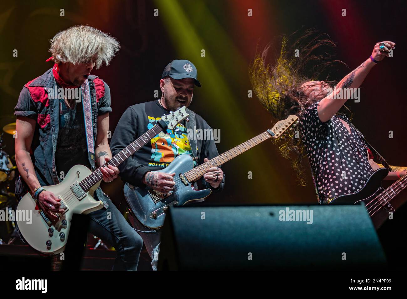 L-R Ben Wells, Chris Robertson and Steve Jewell of band Black Stone ...