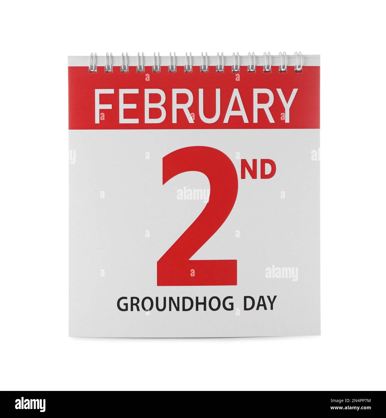 Calendar with date February 2nd on white background. Groundhog day ...