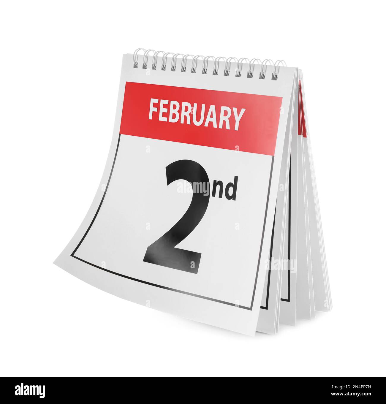 Calendar with date February 2nd on white background. Groundhog day ...