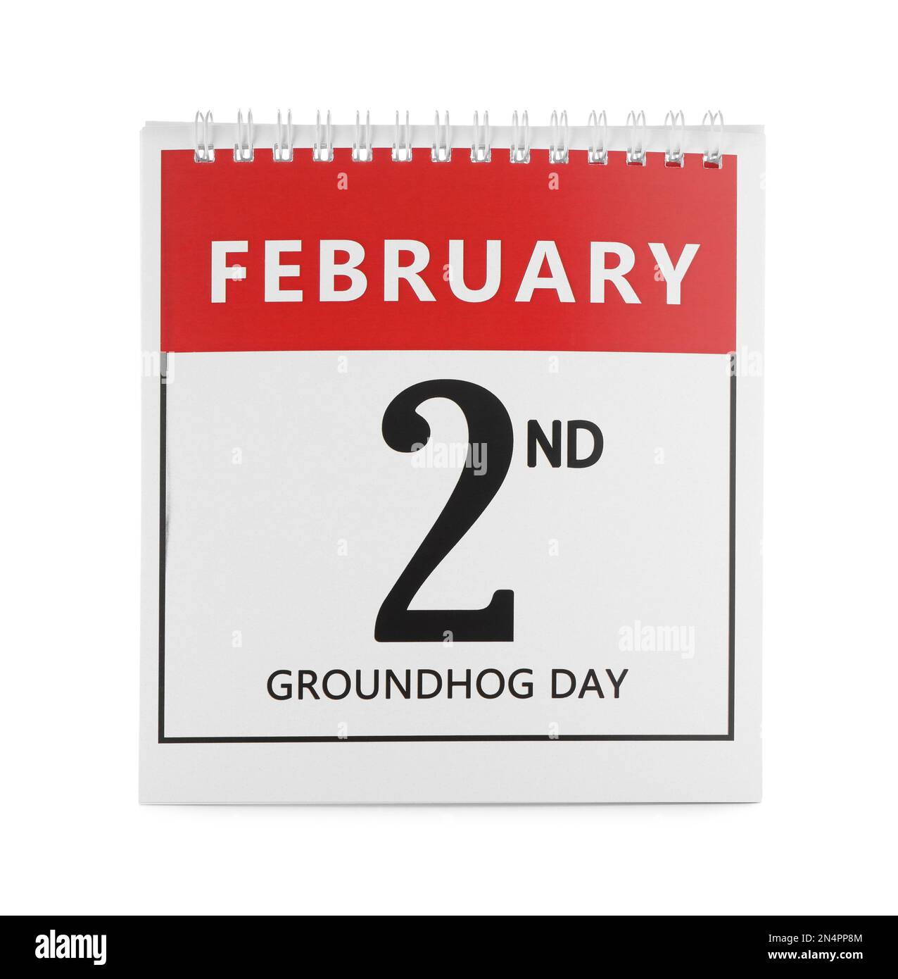 Calendar with date February 2nd on white background. Groundhog day ...