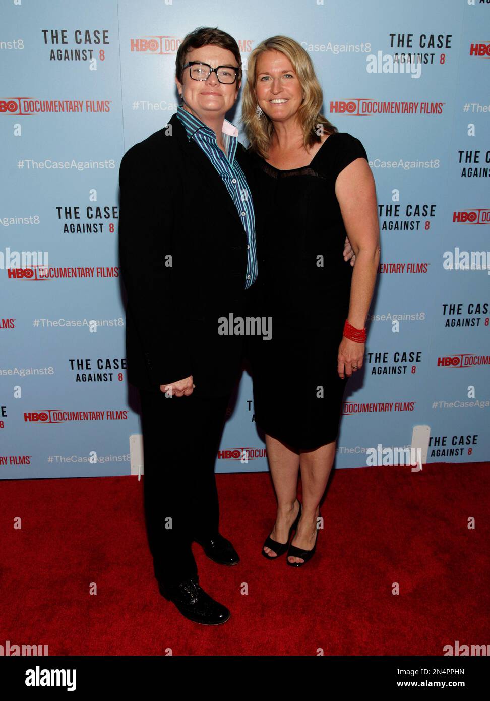 Proposition 8 plaintiffs Kris Perry, left, and Sandy Stier, attend a ...