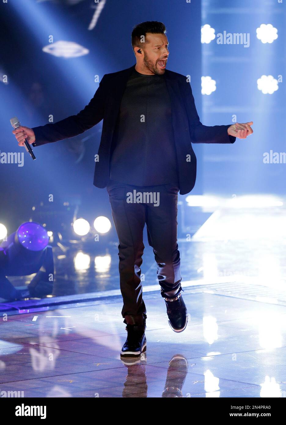 Puerto Rican singer Ricky Martin Italian performs during the Italian ...