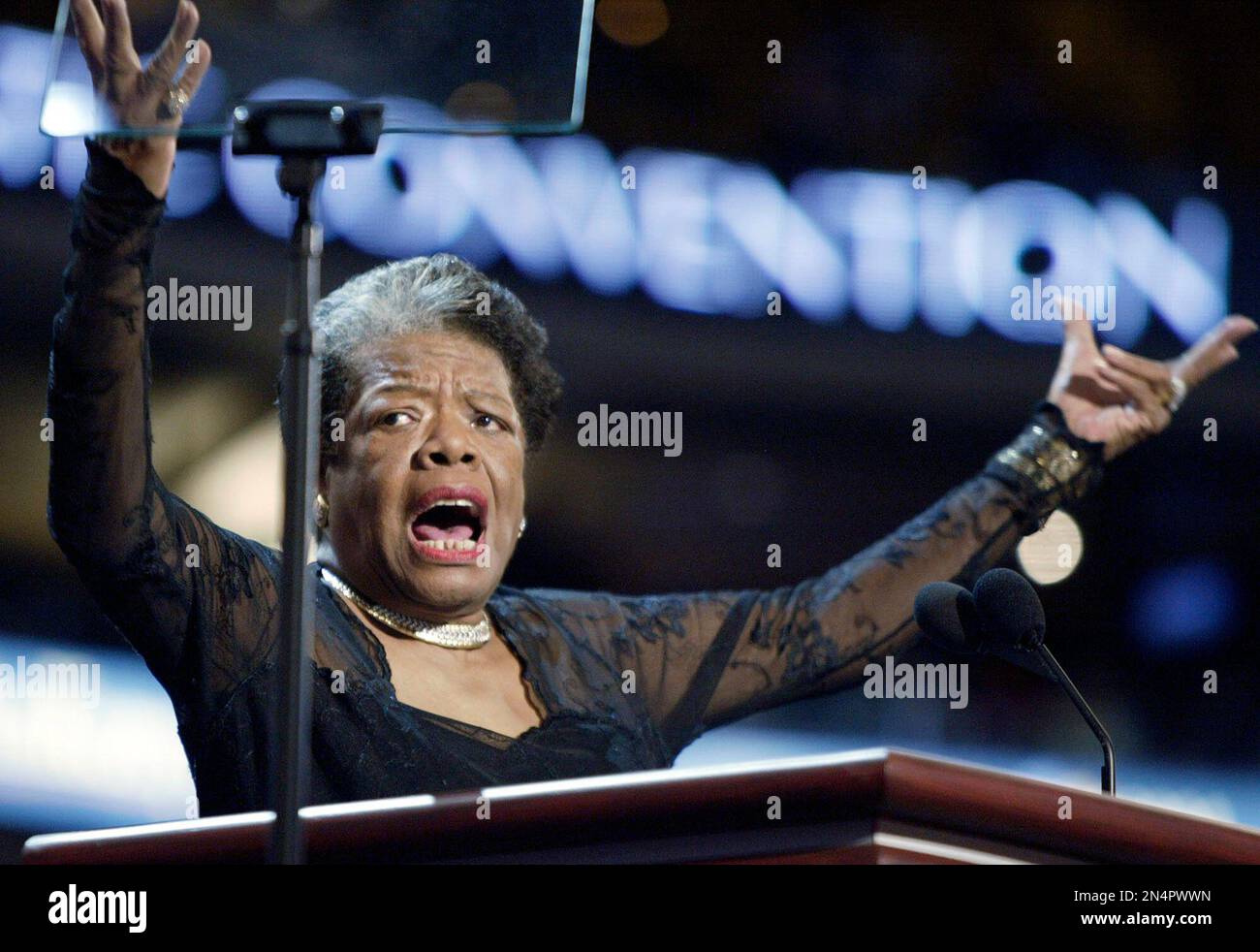 FILE - In this July 27, 2004 file photo, poet and activist Maya Angelou ...