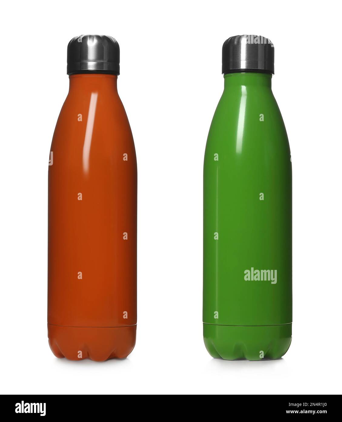Two modern thermo bottles isolated on white Stock Photo - Alamy