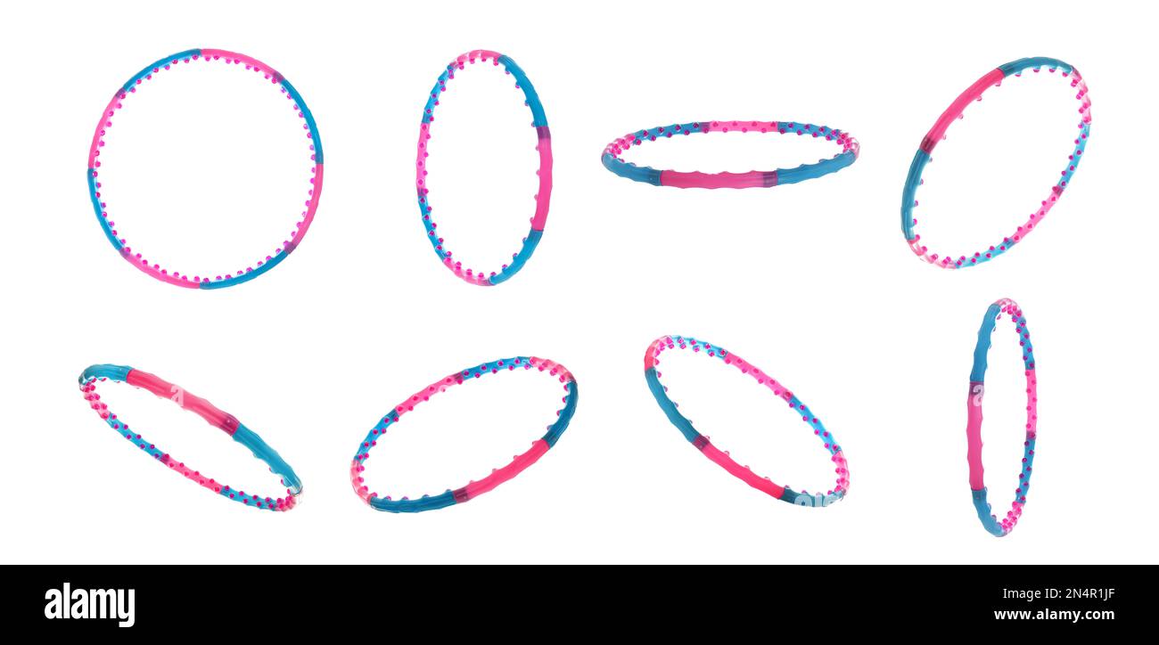 Set of hula hoops isolated on white. Banner design Stock Photo - Alamy
