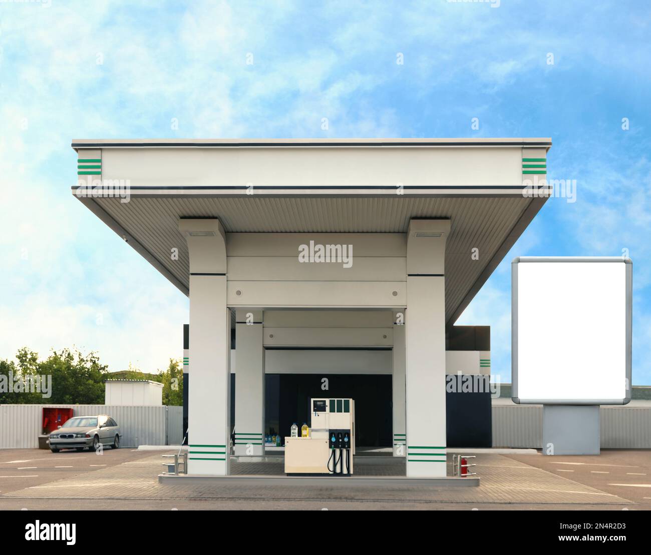 Empty billboard on modern gas station outdoors, space for design Stock ...