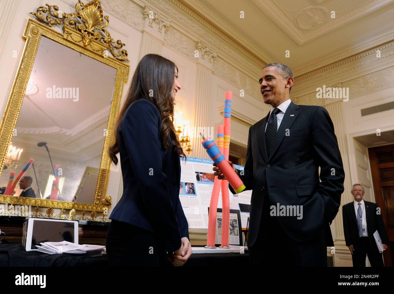 President Barack Obama talks with Elana Simon, 18, of New York City ...
