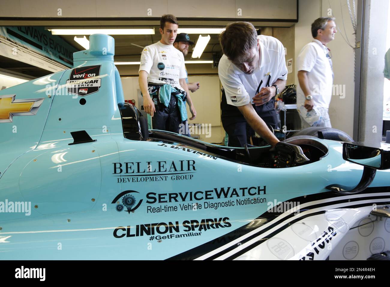 Atmosphere view of the garage before the Verizon IndyCar Series Indy ...