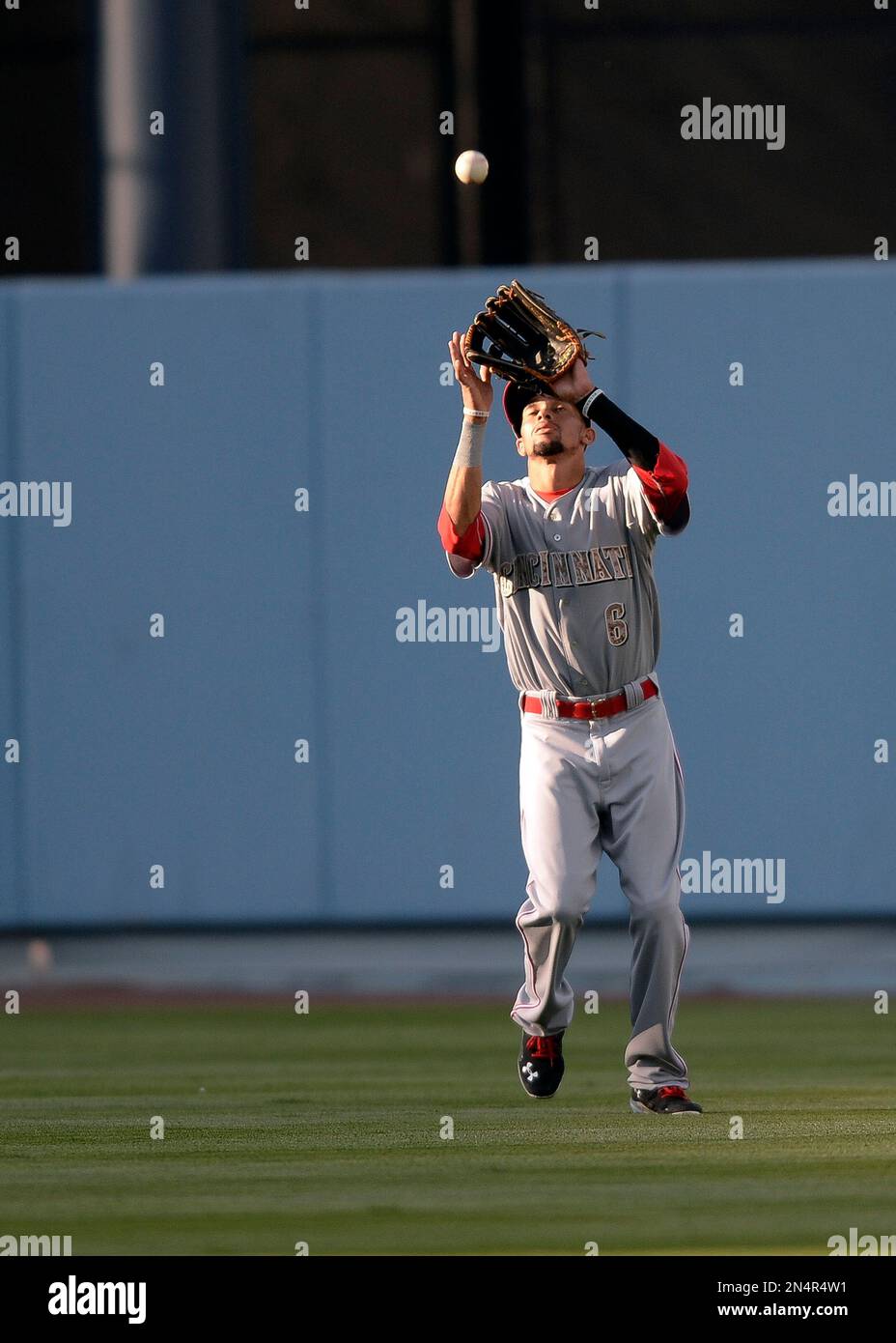 Cincinnati Reds center fielder Billy Hamilton catches a fly to center ...