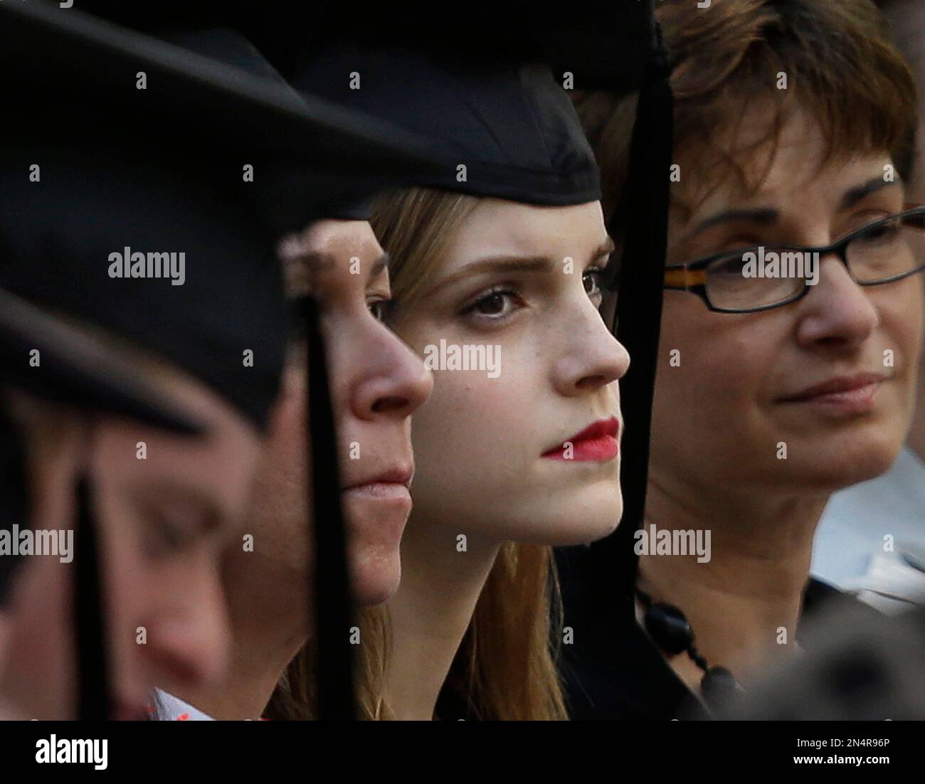 Actress Emma Watson, center right, attends commencement services on the ...