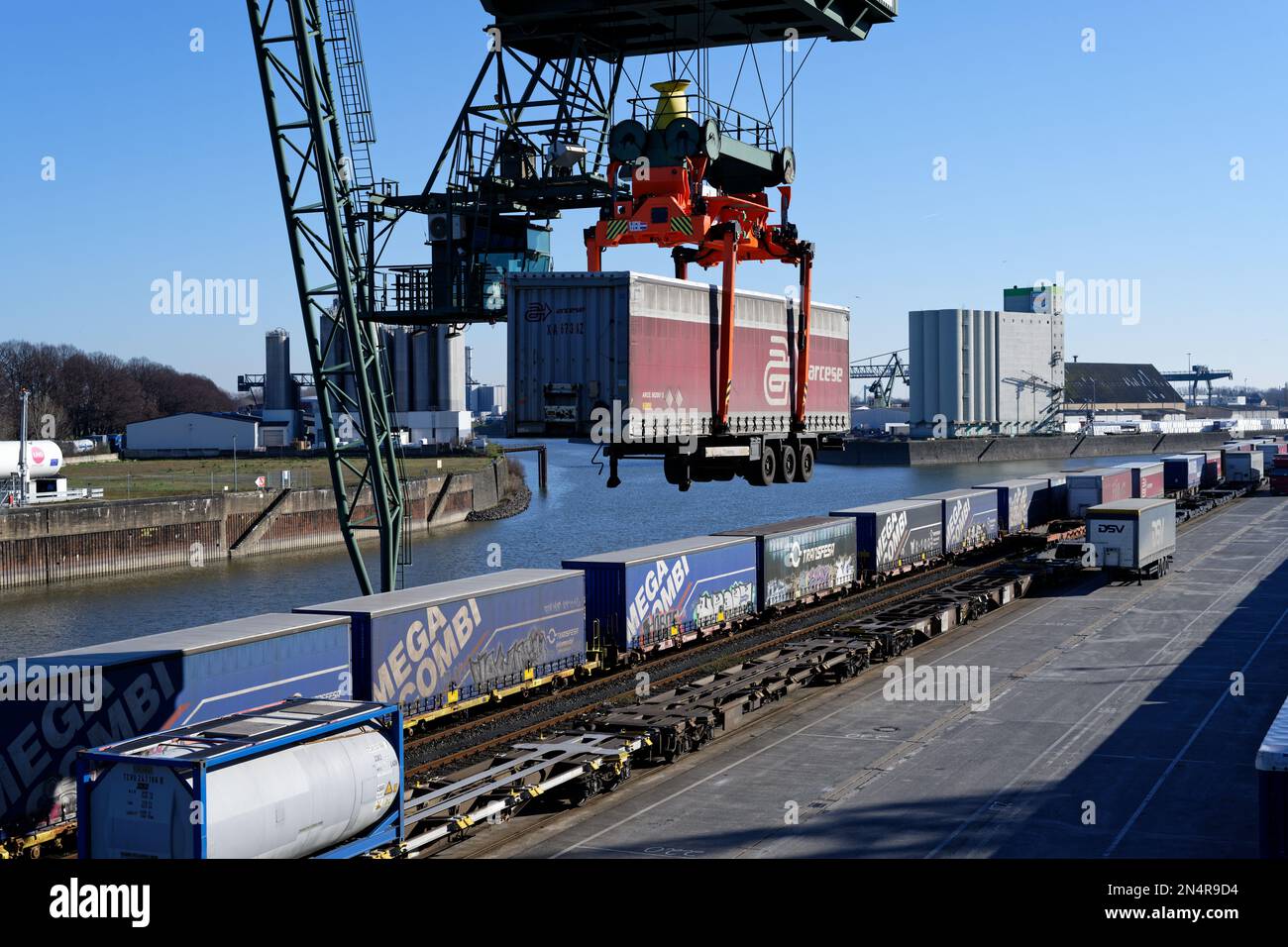 Cologne, Germany, February 08 2023 : loading of a truck trailer with a ...