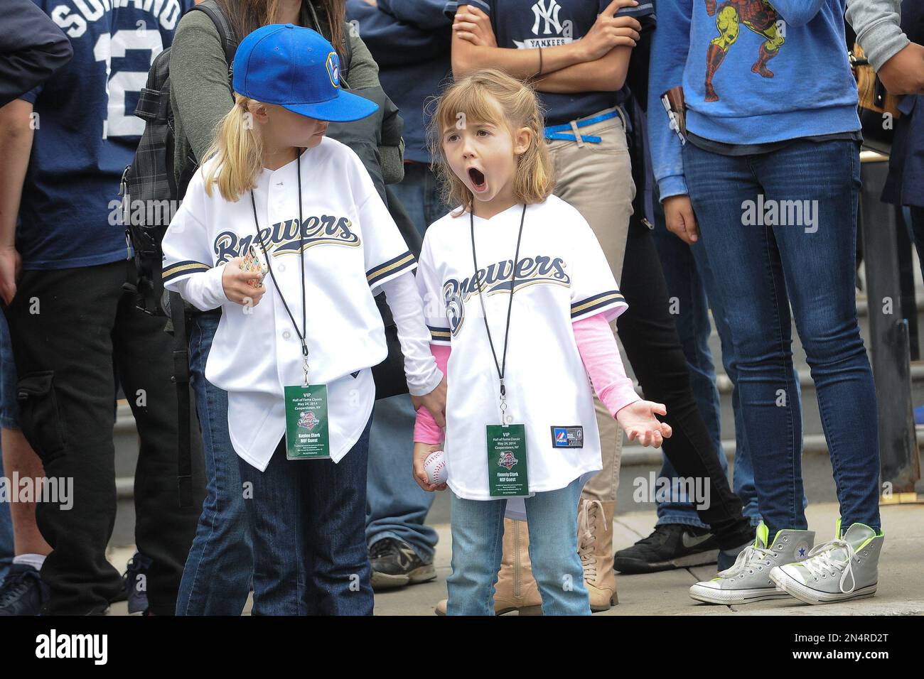 Kaylee Clark, 8, and Finley Clark, 6, await to see their father Brady ...