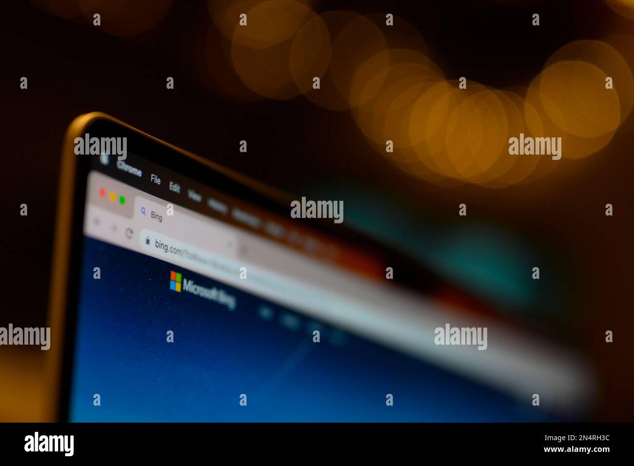 A Google Chrome browser is seen with the Bing search engine URL in the ...