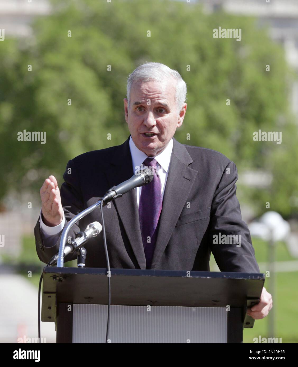 Minnesota Gov. Mark Dayton speaks at a ceremony where a plaque honoring ...