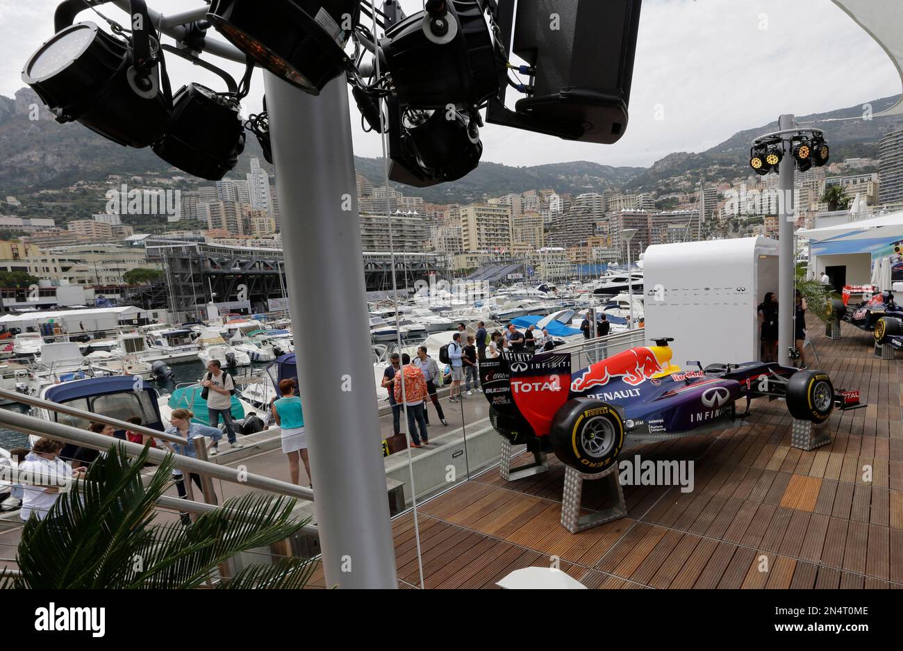 A Red Bull car is seen in the Red Bull motorhome in Monaco, Wednesday ...