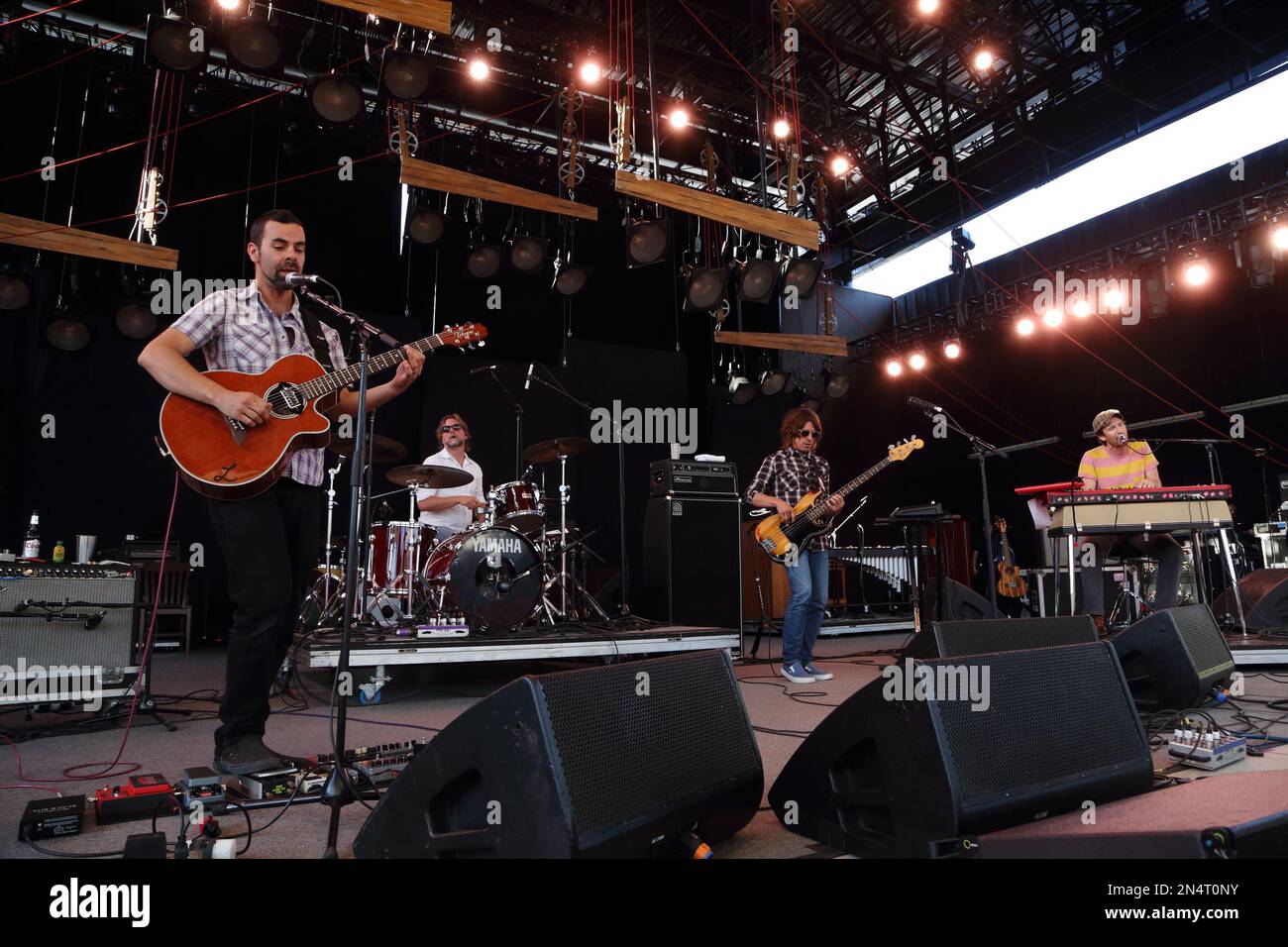 Dan Lebowitz, David Brogan, Steve Adams, and Zach Gill (L-R) perform ...