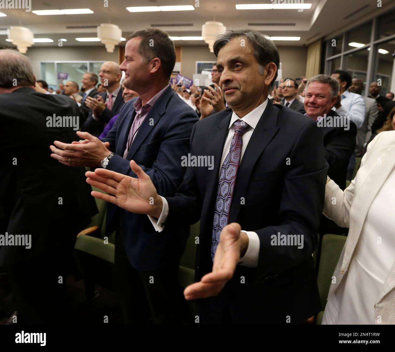 Sacramento Kings majority owner Vivek Ranadive applauds after the ...
