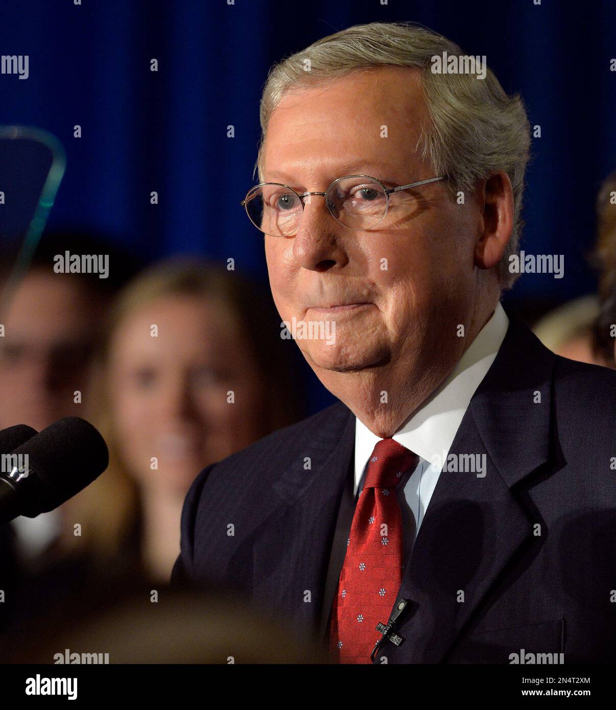 Kentucky Senator Mitch McConnell looks out over his supporters before ...