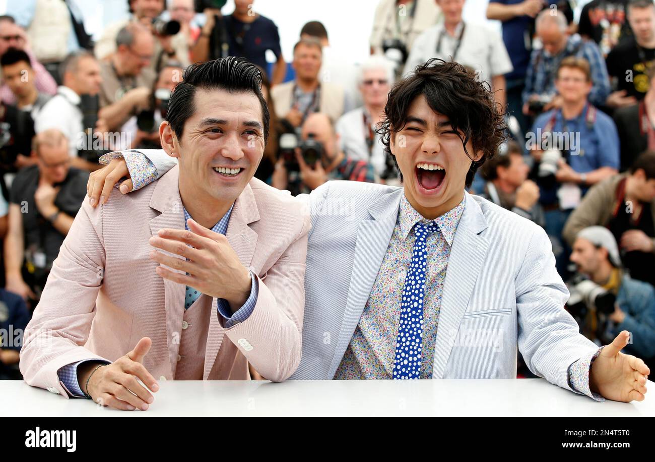 Actors Jun Murakami, left, and Nijiro Murakami pose for photographers ...