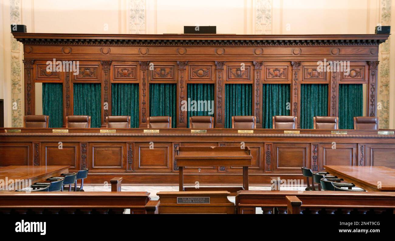 The Oklahoma Supreme Court bench is pictured in the state Capitol ...