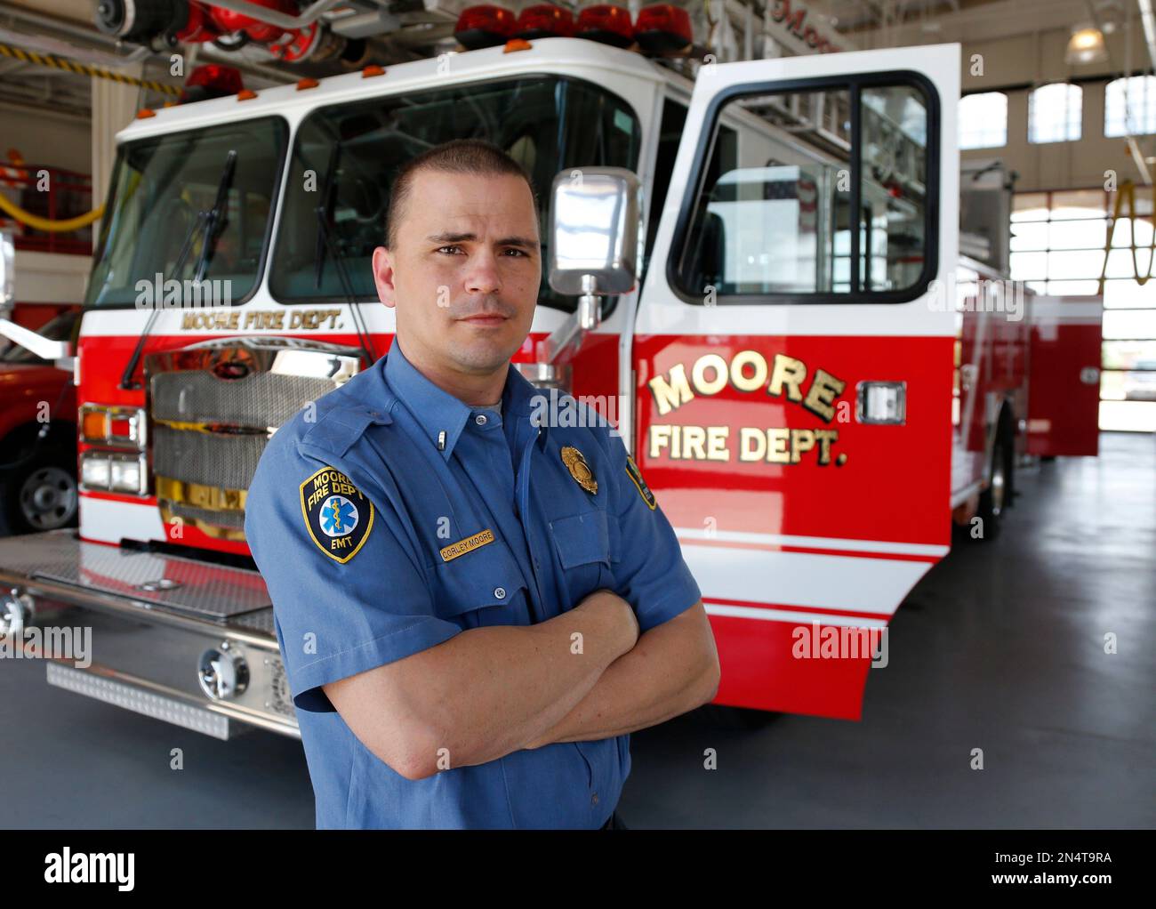 Moore firefighter Lieutenant Corley Moore poses for a photo at Fire ...