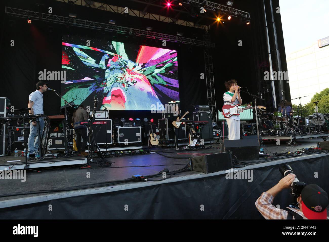 Andrew VanWyngarden and Benjamin Goldwasser with MGMT performing at ...