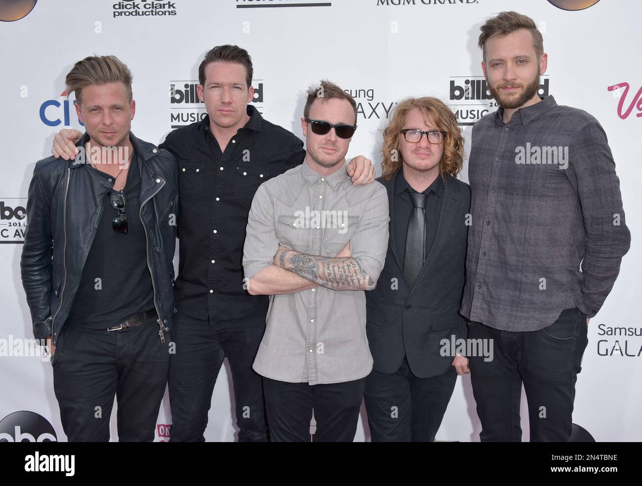 Ryan Tedder, Zach Filkins, Eddie Fisher, Drew Brown and Brent Kutzle, of the musical group ...