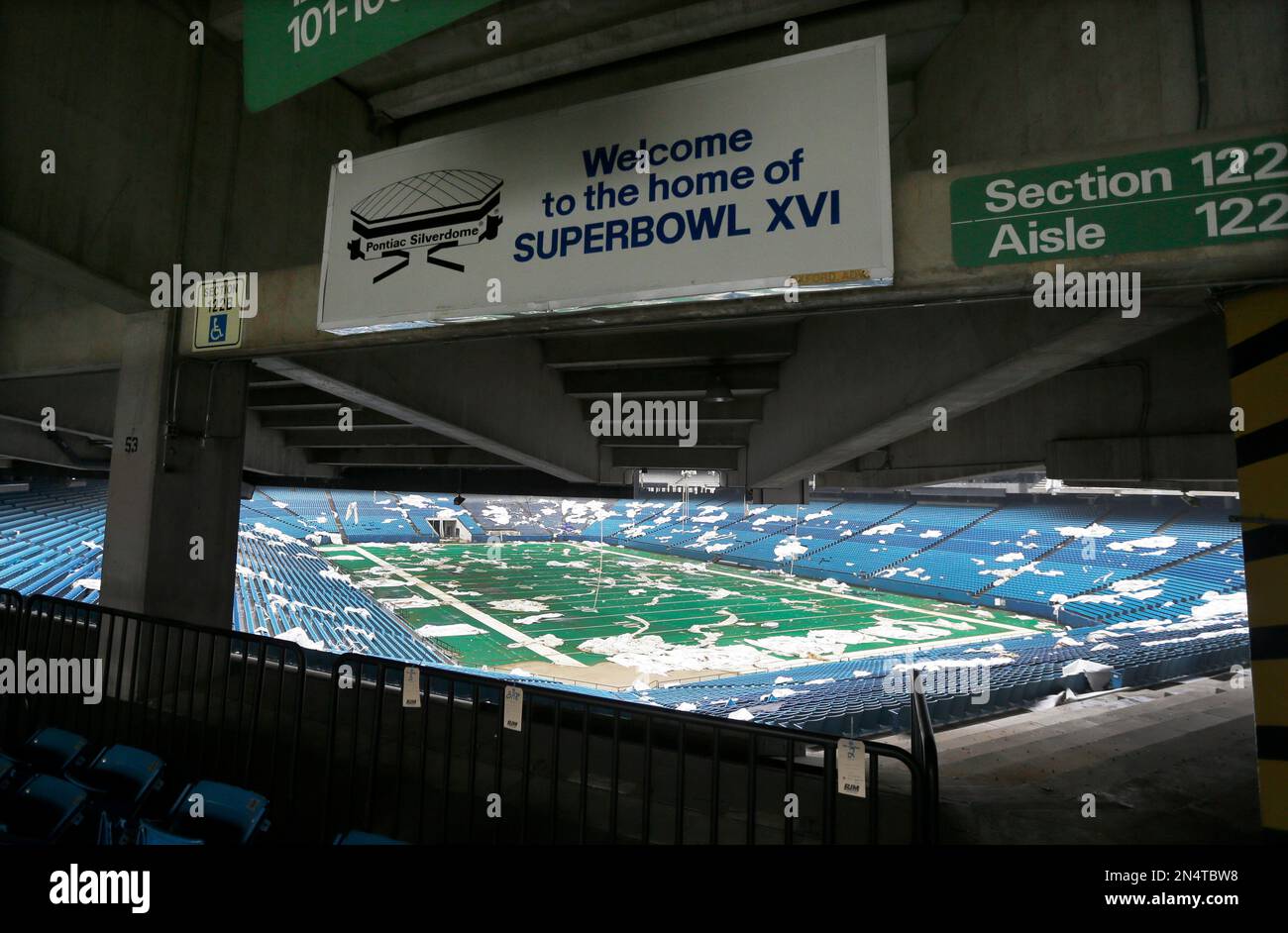 In this May 12, 2014 photo, the interior of the Pontiac Silverdome is ...