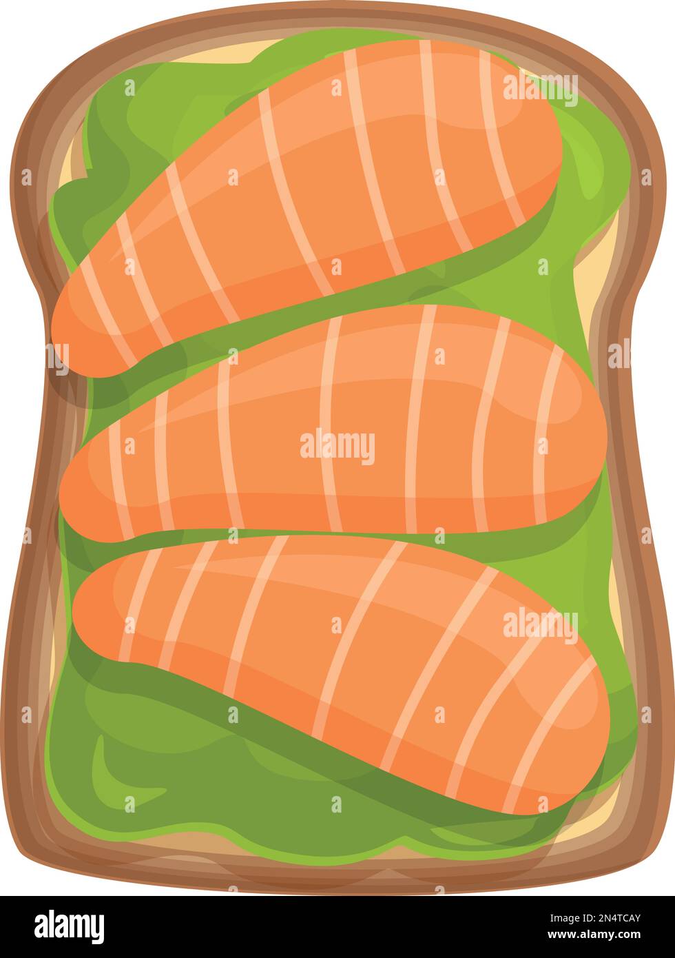 Red fish avocado toast icon cartoon vector. Bread slice. Salmon piece ...