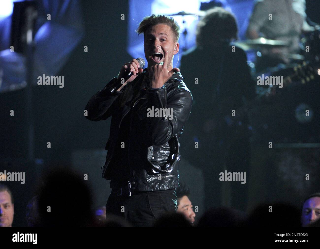 Ryan Tedder, of the musical group OneRepublic, performs on stage at the ...