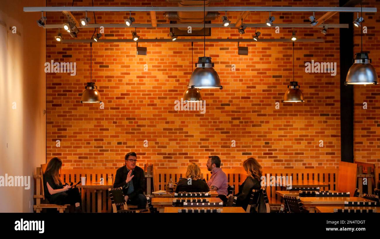 Pixar employees meet in the corner of one of the dining ares of The ...