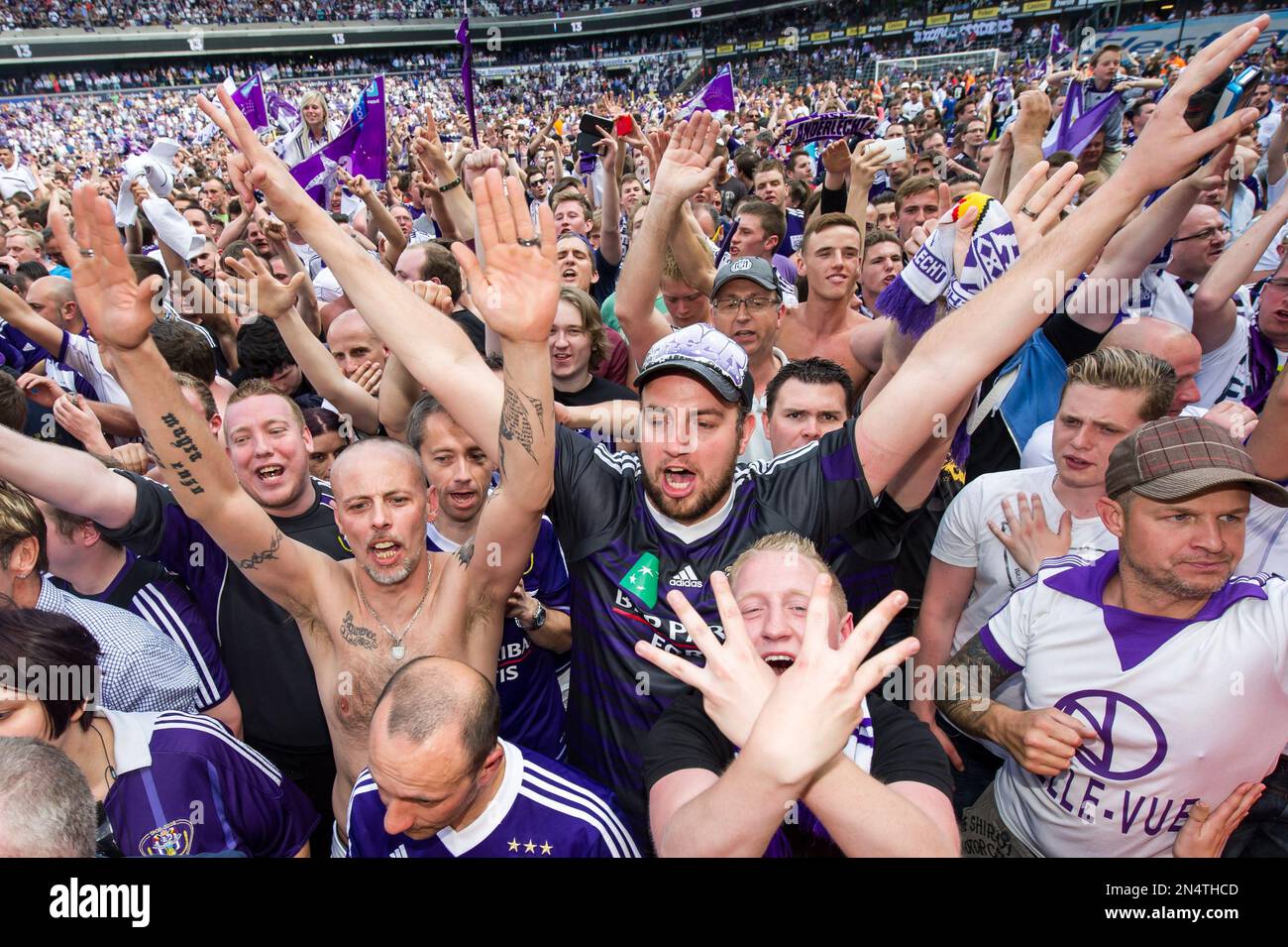 RSC Anderlecht supporters celebrate their 33rd Belgian Pro League title ...