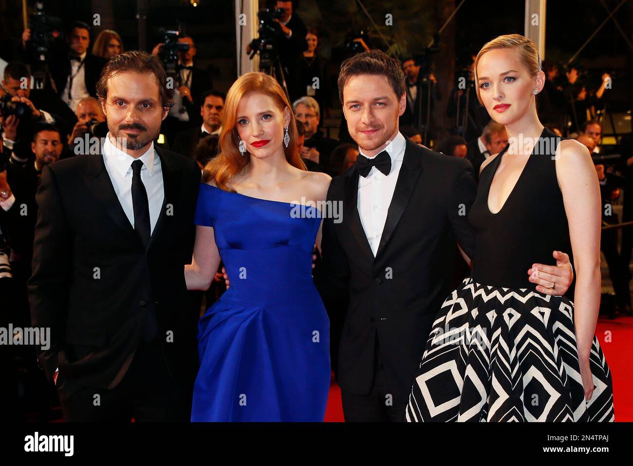 From left, director Ned Benson, actress Jessica Chastain, actor James ...