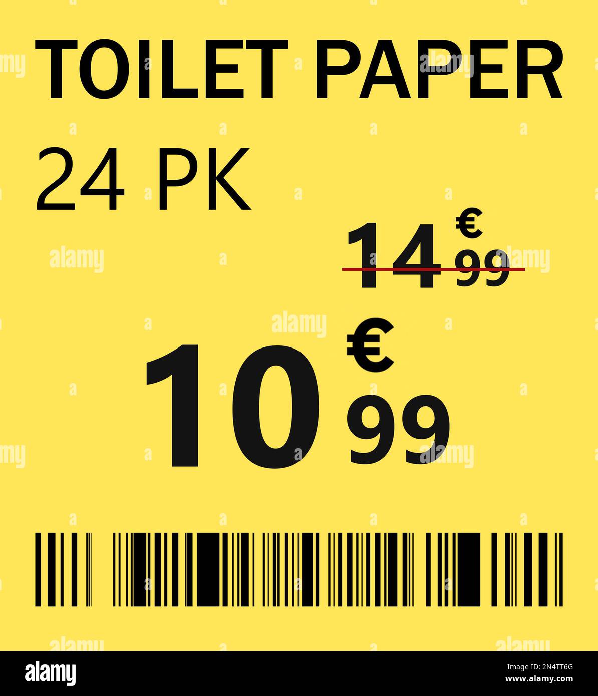Yellow toilet paper shelf label with sale price and barcode ...