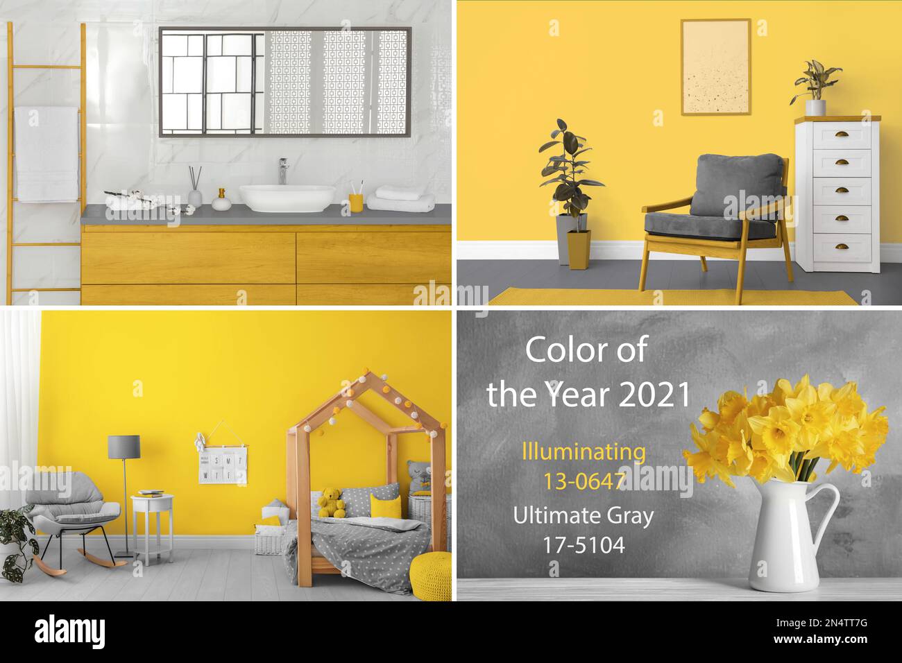 Color of the year 2021. Collage with different photos Stock Photo - Alamy