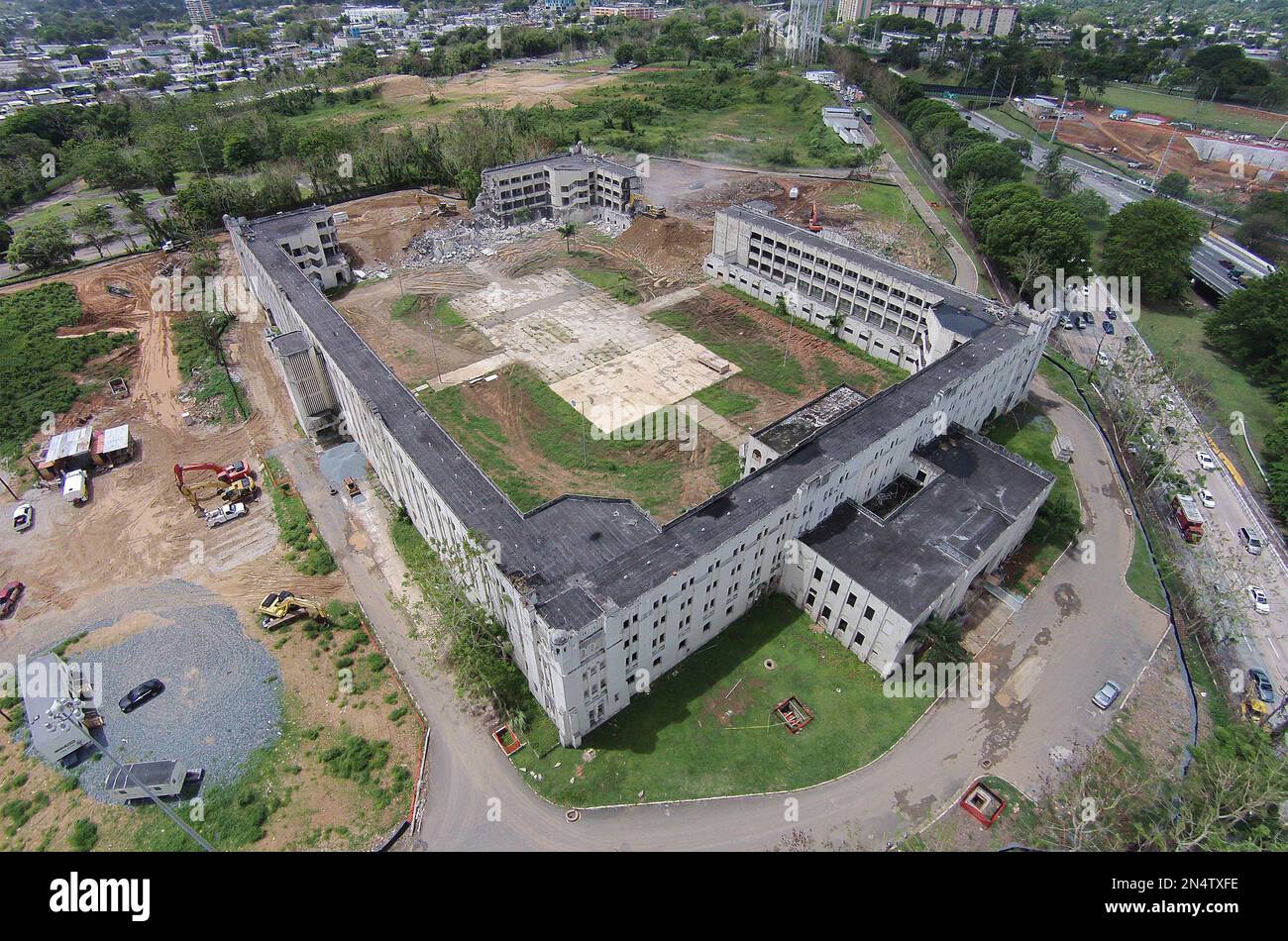 This May 14, 2014 photo shows an aerial view of demolition work at the ...