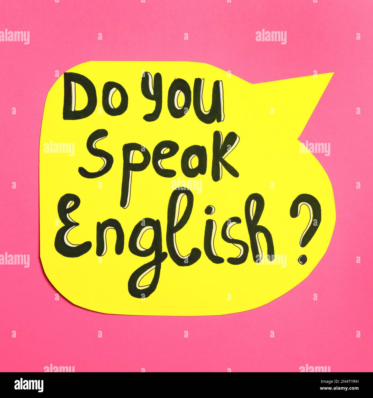 Paper speech bubble with question Do You Speak English on pink ...
