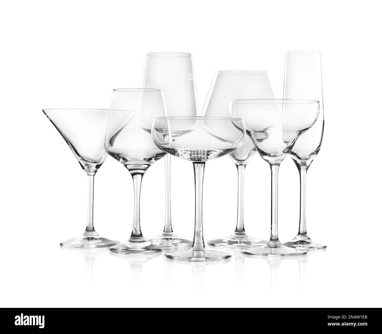 Set of new bar glassware on white background Stock Photo - Alamy