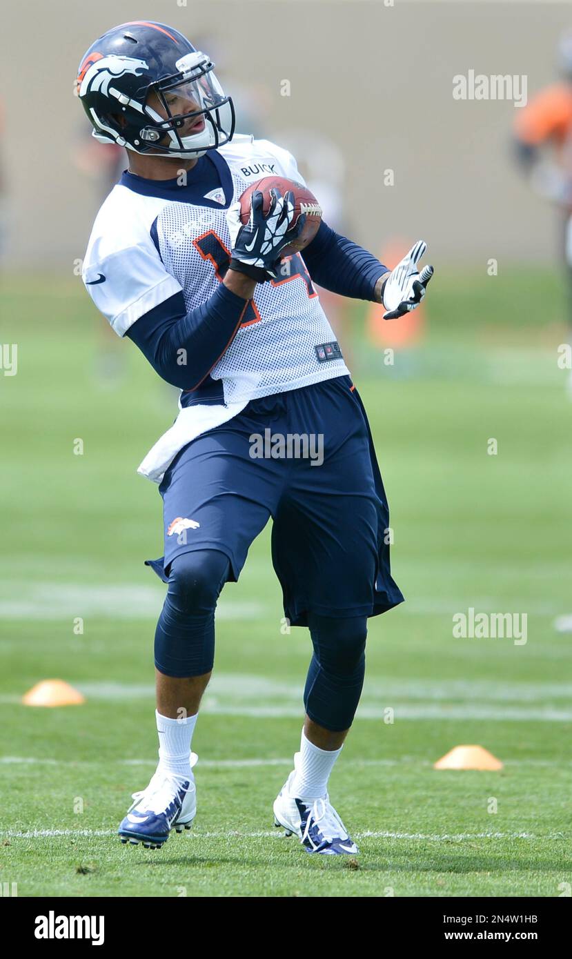 Denver Broncos' Cody Latimer catches a pass one handed during NFL ...
